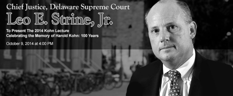 Delaware Supreme Court Chief Justice Leo Strine: Kohn Lecture - The ...